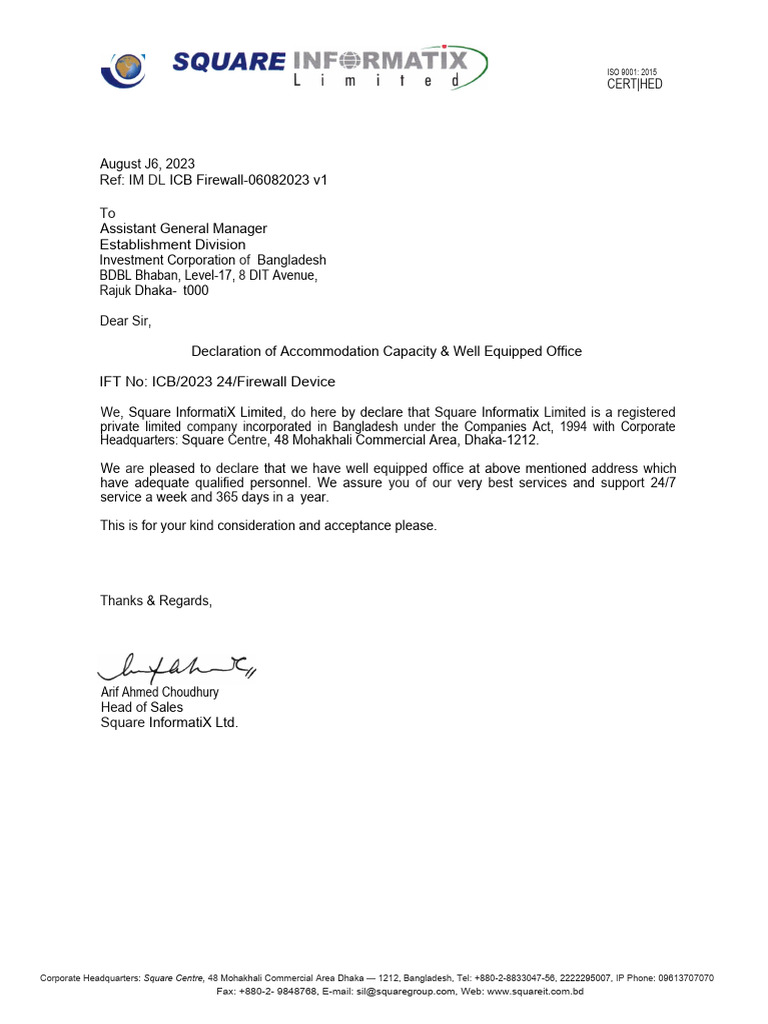 Declaration of Accommodation Capacity_SIL_ICB_V1 | PDF