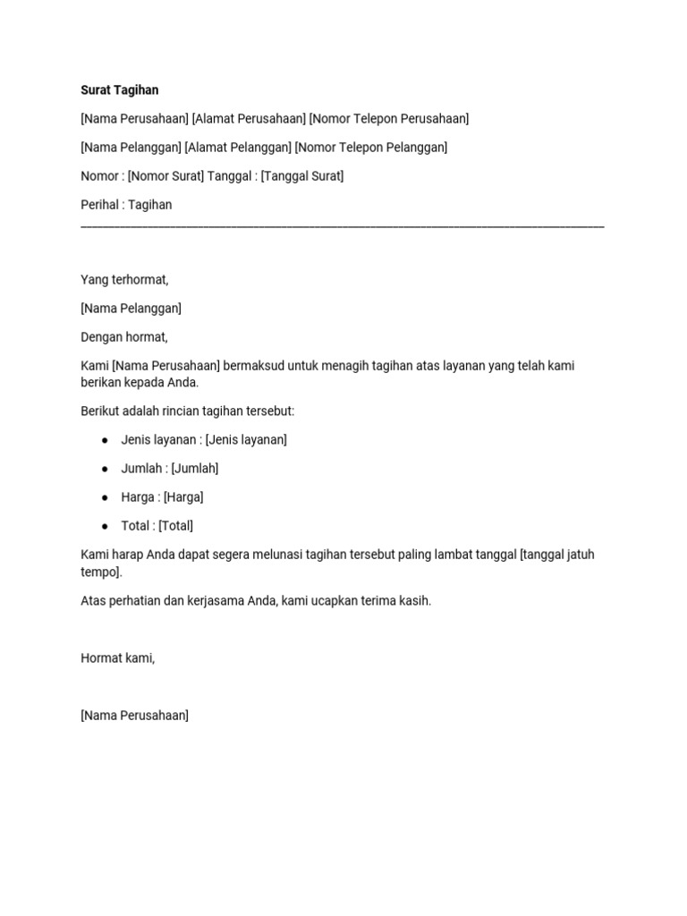 Contoh Surat Tagihan | PDF