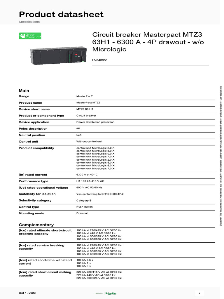 MasterPact MTZ LV848351 | PDF