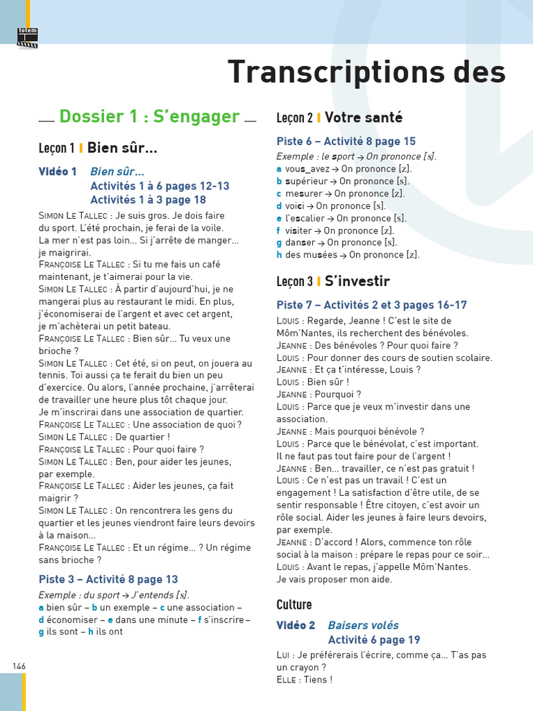 To2 Le Transcriptions | PDF