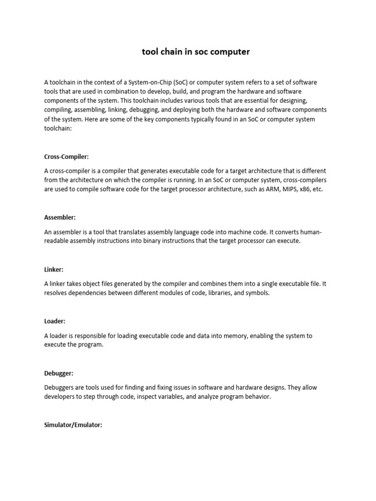 Tool Chain in Soc Computer | PDF