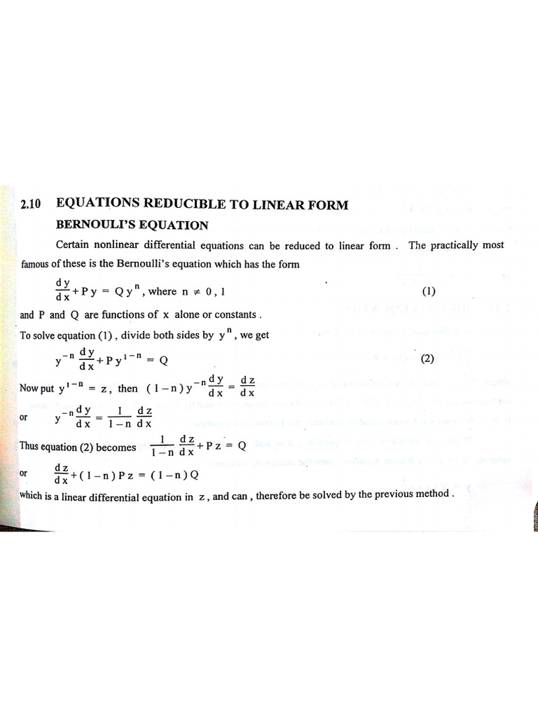 Bernauli and Ricatti Diff Equ | PDF