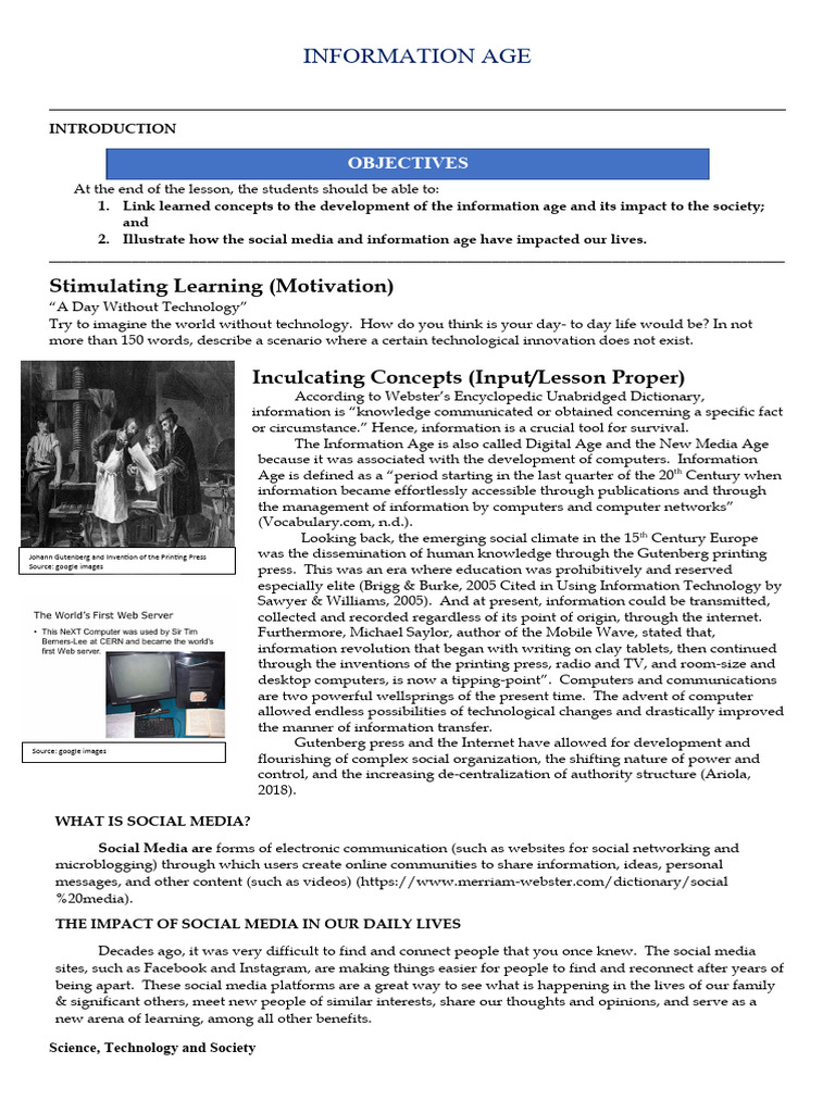 STS - The Information Age | PDF | Social Media | Popular Culture ...