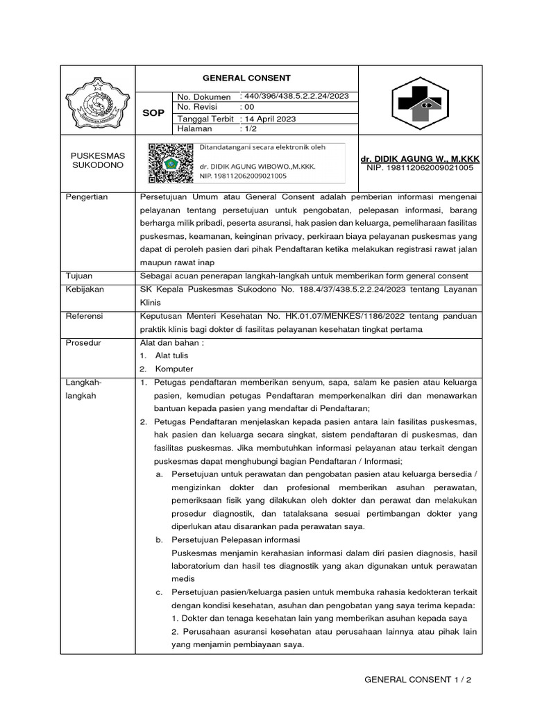 396 Sop General Consent | PDF