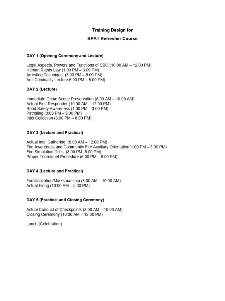 Training Design For BPAT | PDF