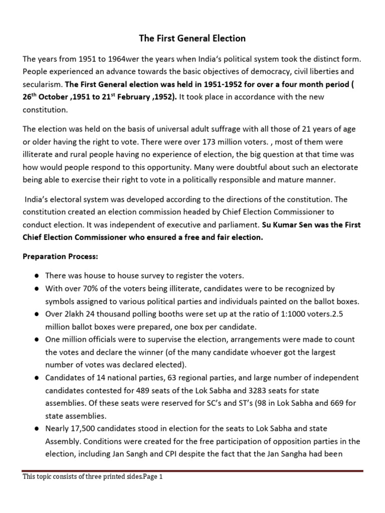 The First General Election | PDF