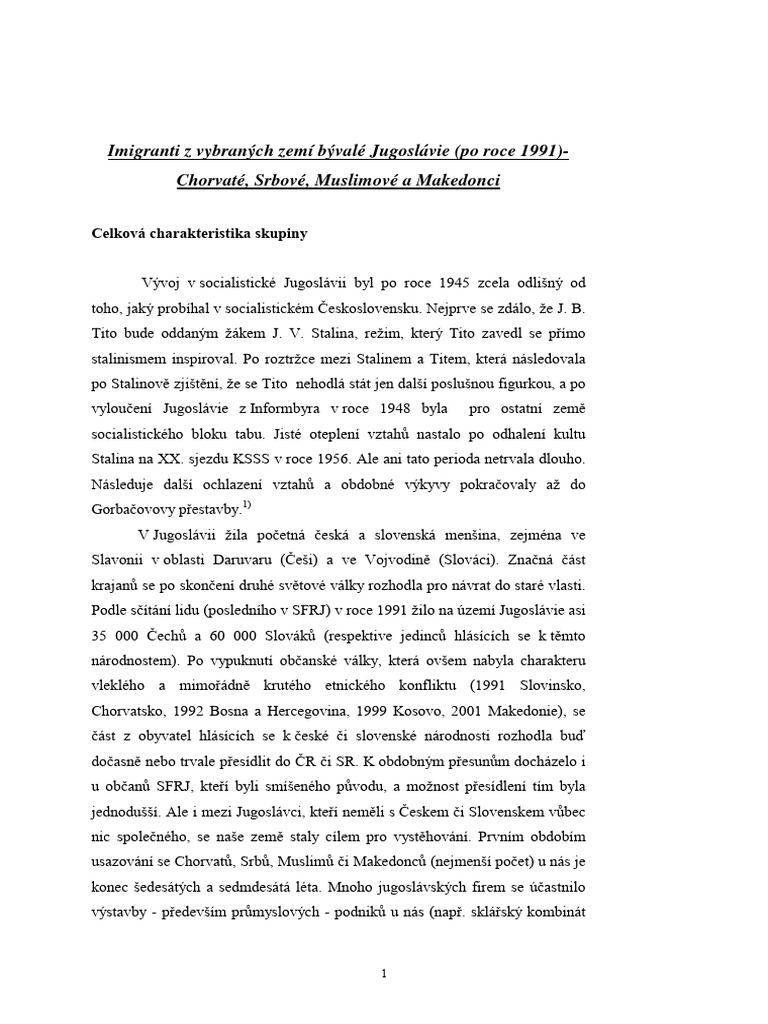 Imigranti Byvale Jugoslavie | PDF