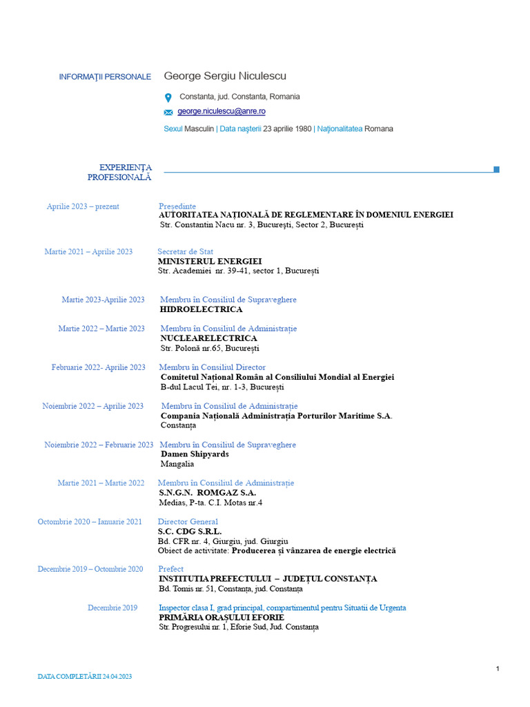 CV George Sergiu Niculescu 2023 | PDF