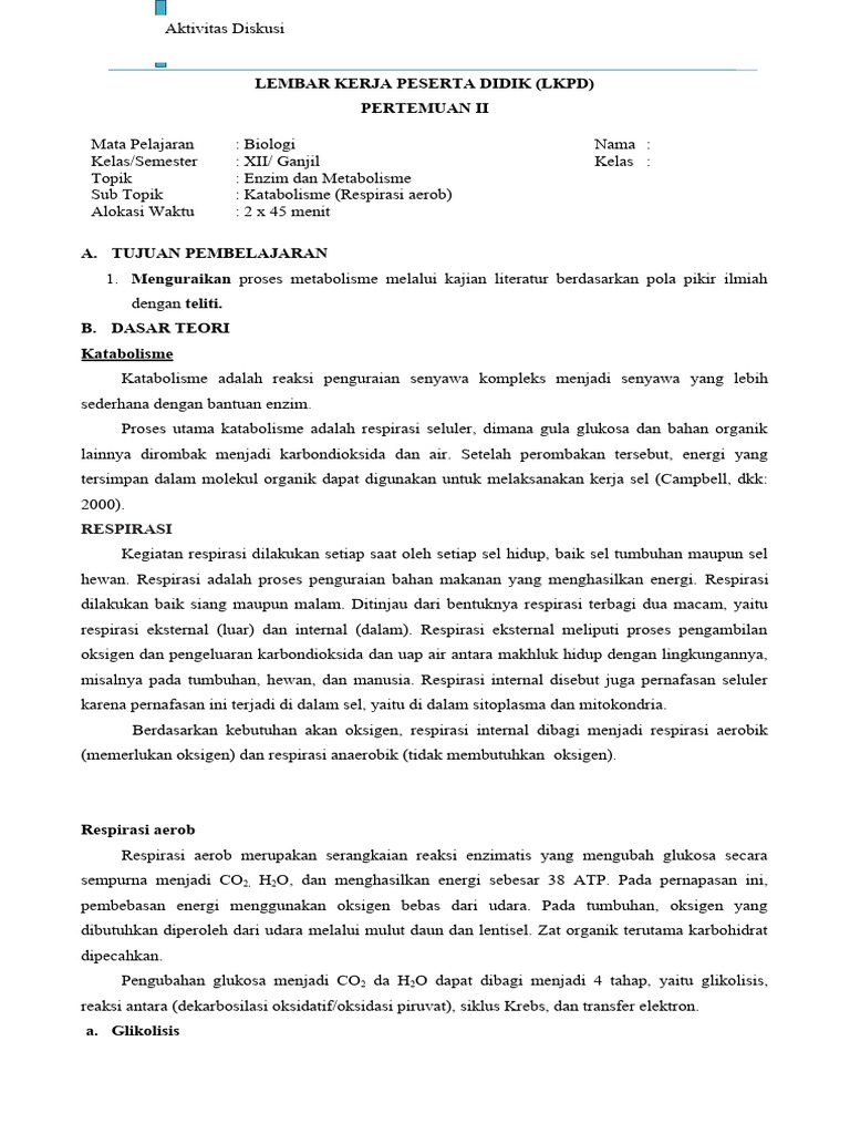 LKPD Enzim & Metabolisme | PDF