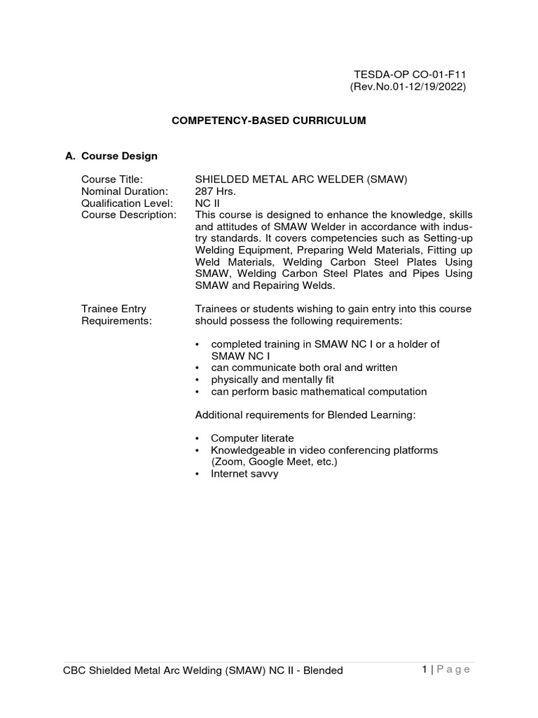 CBC SMAW NC II Blended | PDF