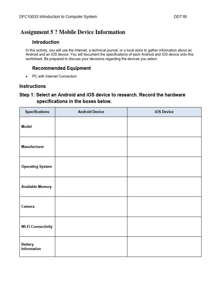 Mobile Device Research Activity | PDF | Technology & Engineering