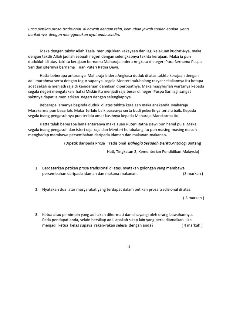 Latihan Komsas T3 PDPR 3.0 | PDF