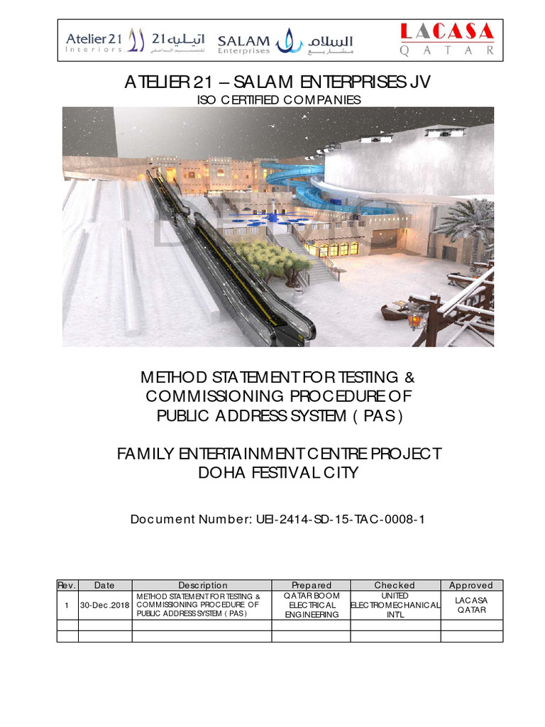 MS for Testing & Commissioning Procedure of PAS - Rev.1 | PDF