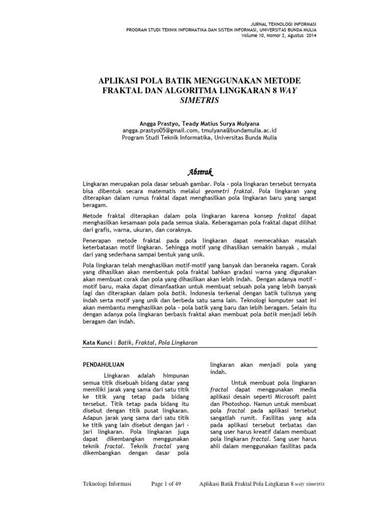 Aplikasi Pola Batik Dengan Metode Fraktal Dan Algoritma Lingkaran 8 Way ...