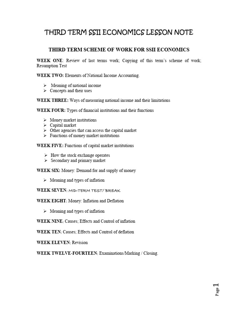 Ss 2 Third Term Economics Note 0 | PDF