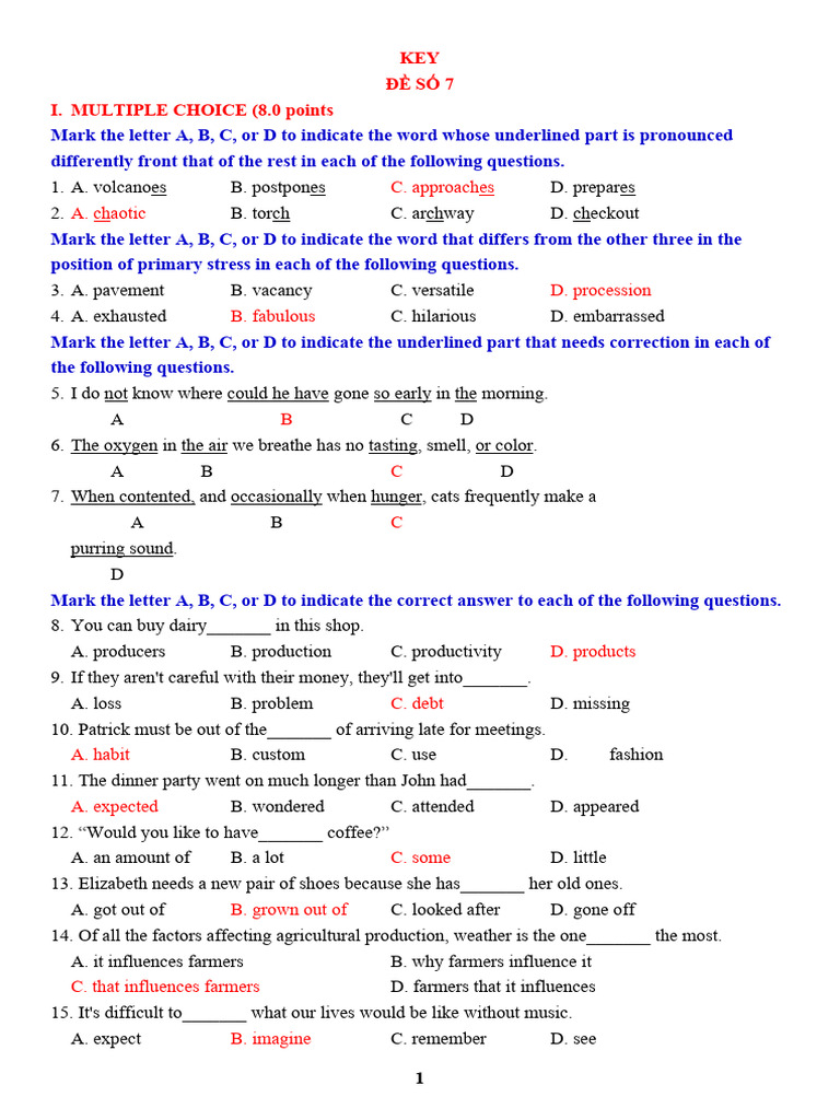 English Language Test - Multiple Choice | PDF | Camera | Earthquakes