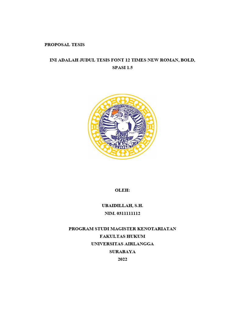 Proposal Tesis Magister Kenotariatan | PDF | Pengelolaan Keuangan ...