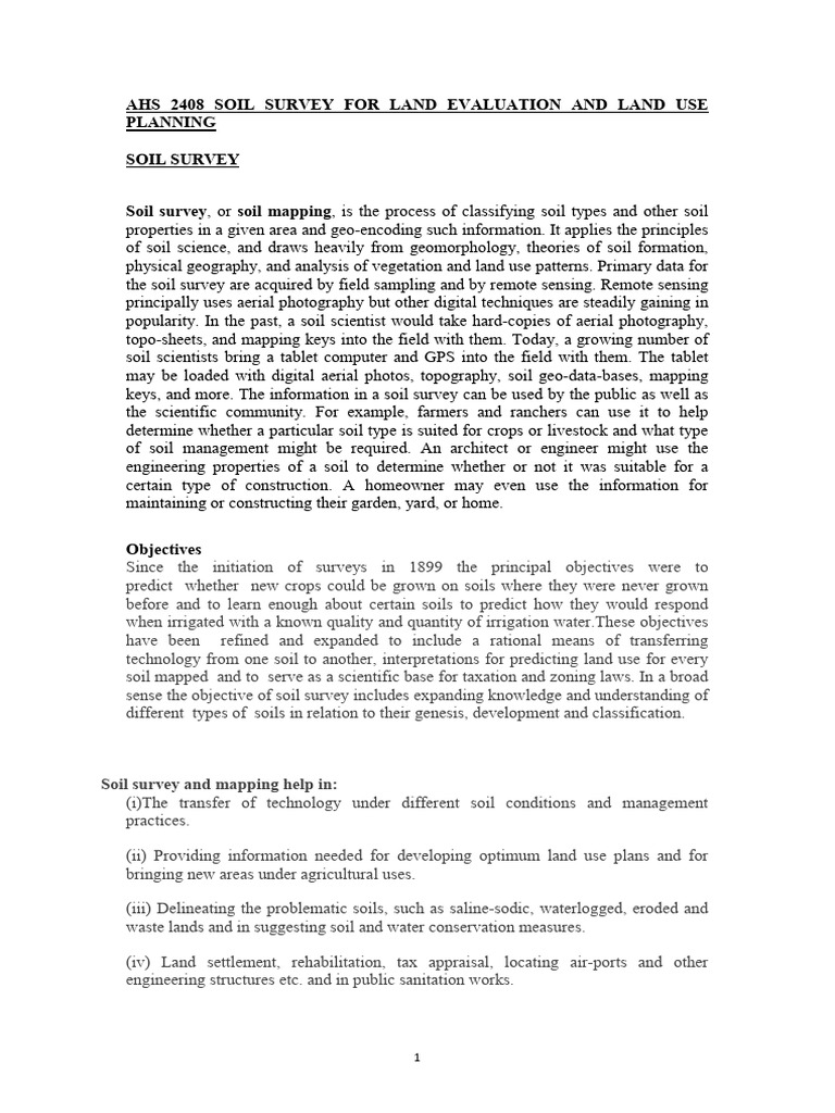 SOIL SURVEY For Land Evaluation and Land Use Planning | PDF | Soil ...