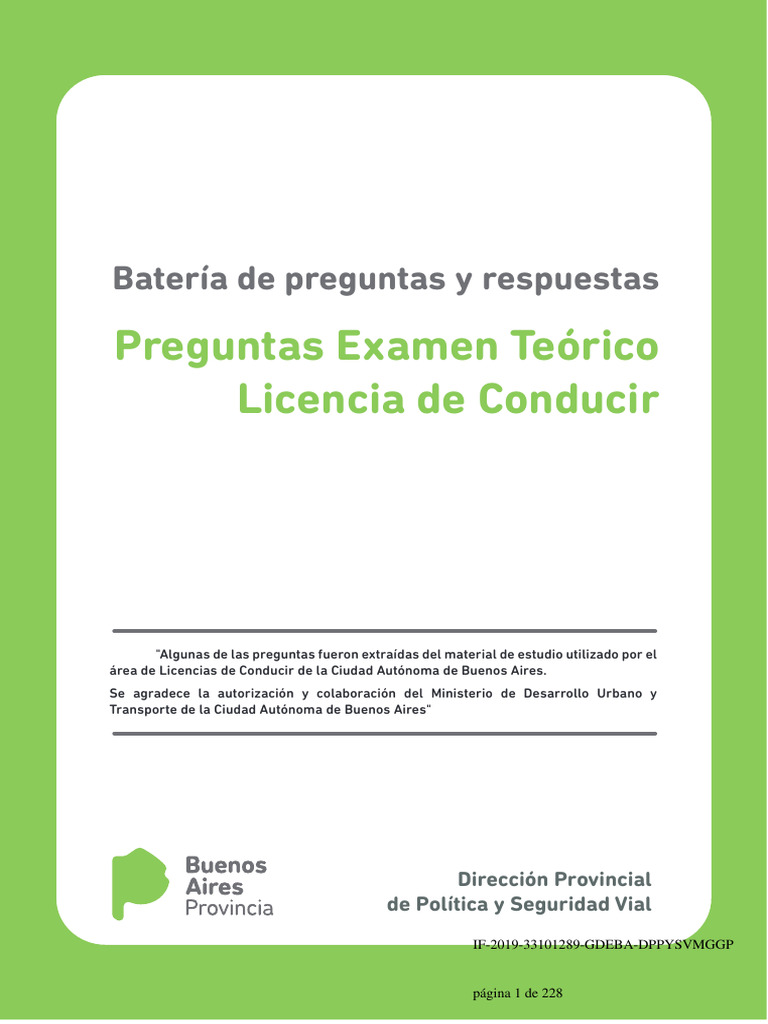 Cuestionario | PDF | Seguridad vial | Licencia de conducir