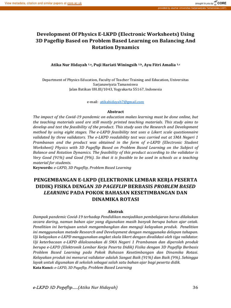 Pengembangan E LKPD Elektronik Lembar Ke | PDF | Cognition | Science