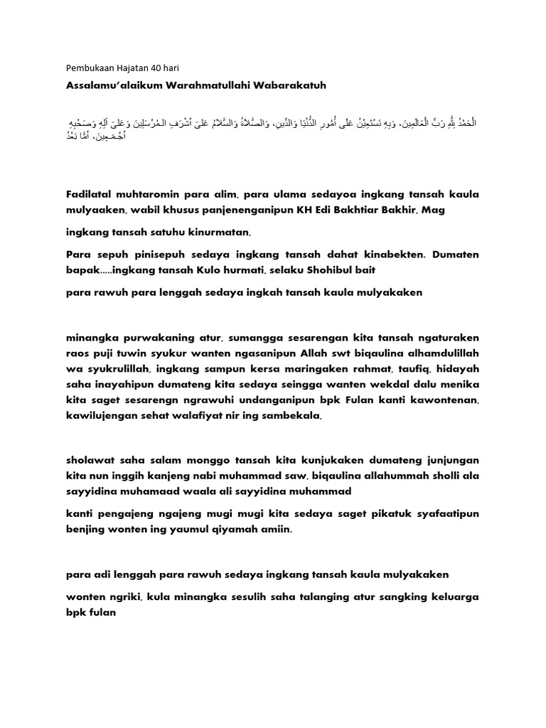 Pembukaan Acara Hajatan | PDF