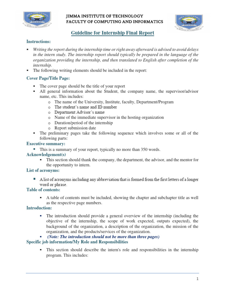 FCI - Internship Guideline Report | PDF