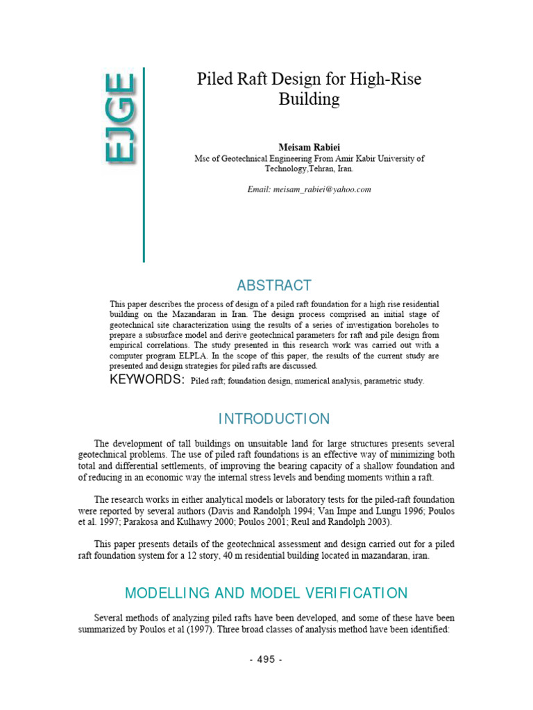 Piled Raft Design For High-Rise Buildings | PDF