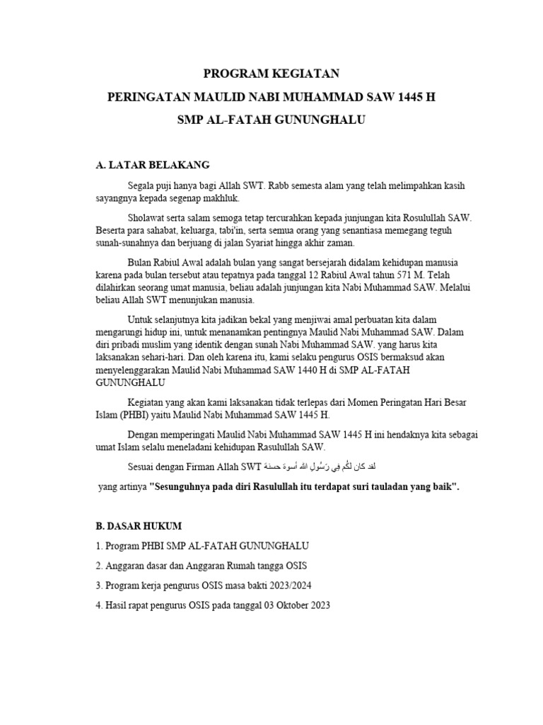 Program Kegiatan Maulid Nabi | PDF | Agama & Spiritualitas