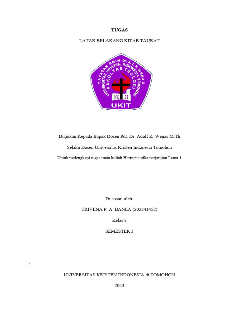 Latar Belakang Kitab Taurat Musa | PDF | Agama & Spiritualitas
