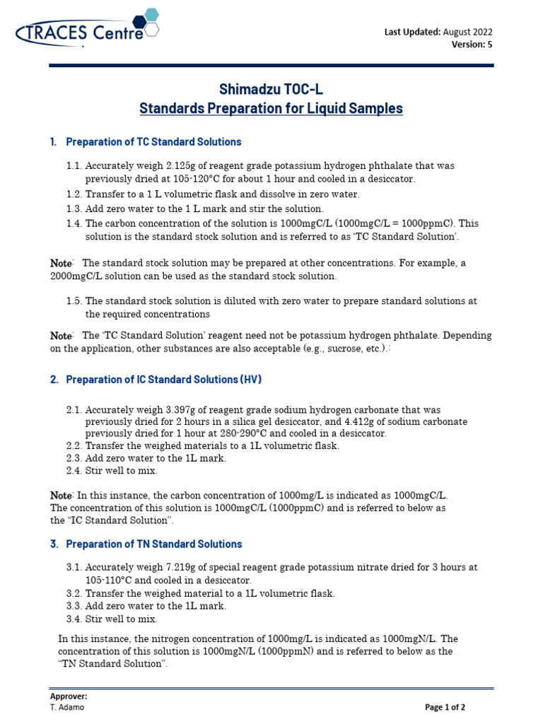 TOC Standards Prep | Download Free PDF | Water | Potassium