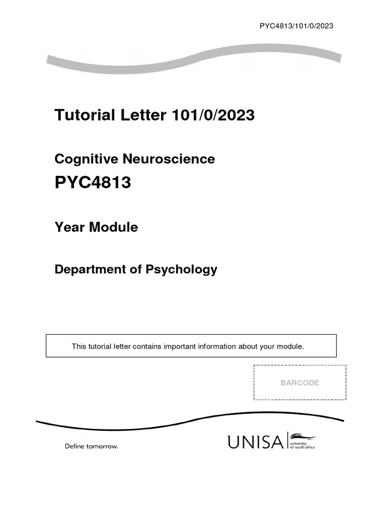 Tutorial Letter 101/0/2023: Cognitive Neuroscience | PDF
