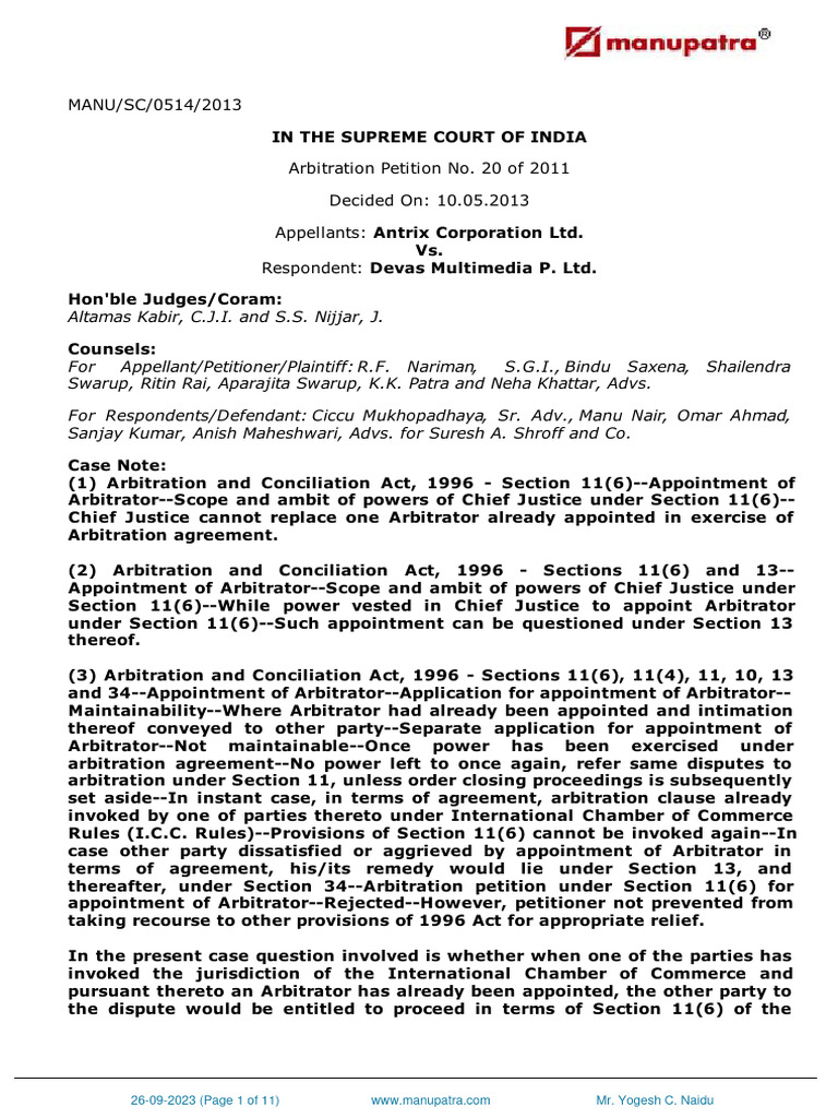 Supreme Court Ruling on Arbitrator Appointment | PDF | Arbitration ...