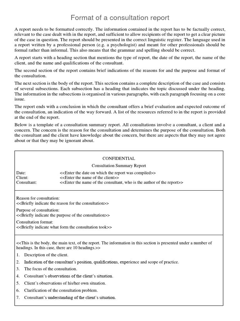 Format of A Consultation Report | PDF