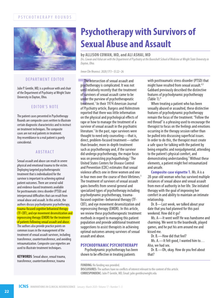 Psychotherapy for Sexual Assault Survivors | PDF