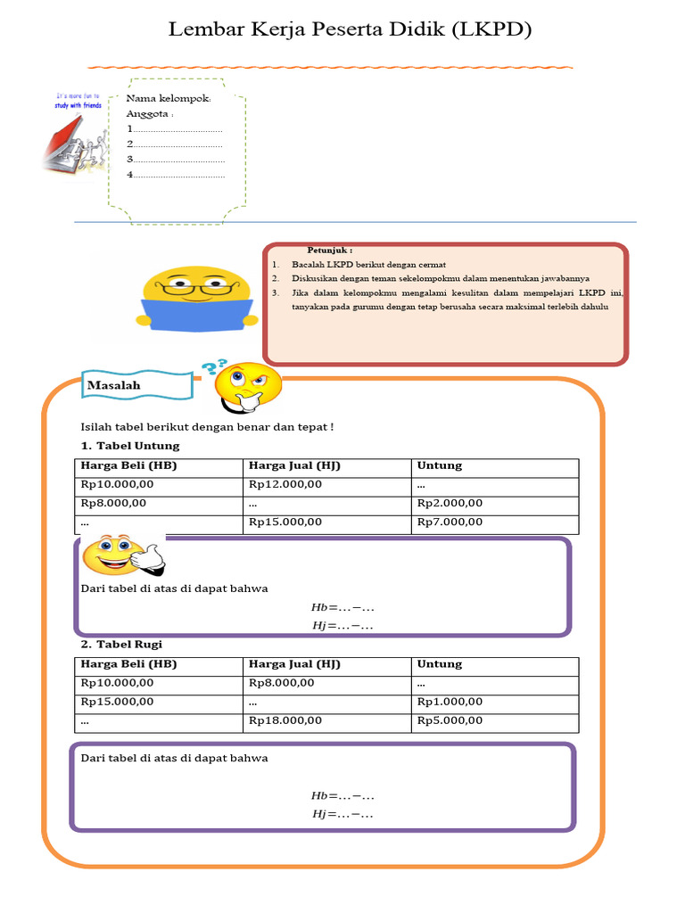 LKPD Untung Rugi Poster Harga | PDF