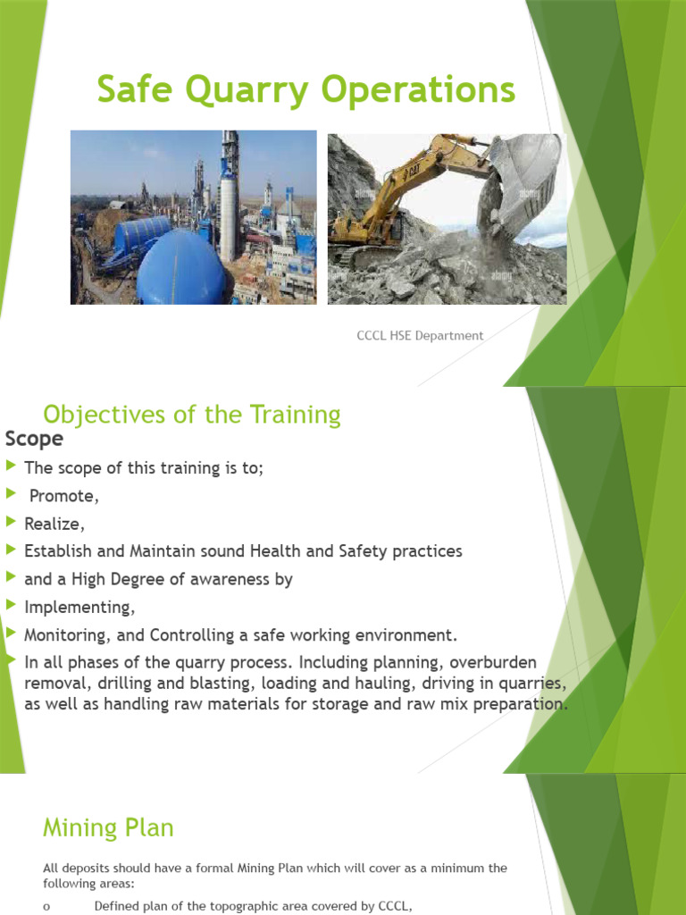 CCCL HSE - Safe Quarry Operations Training | PDF | Business