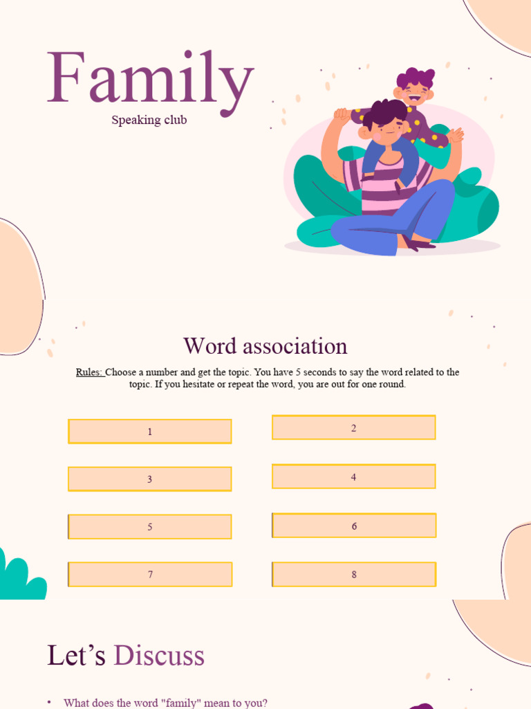 Family Discussion and Word Association Game | PDF