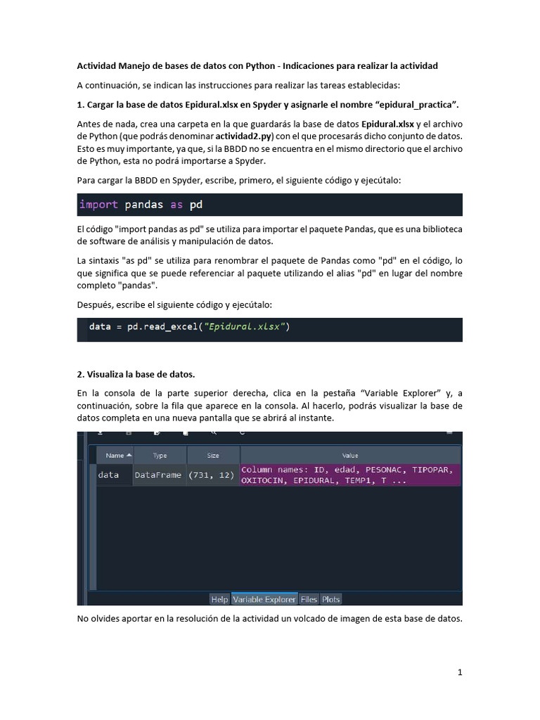 Actividad Manejo de Bases de Datos Con Python - Indicaciones para ...