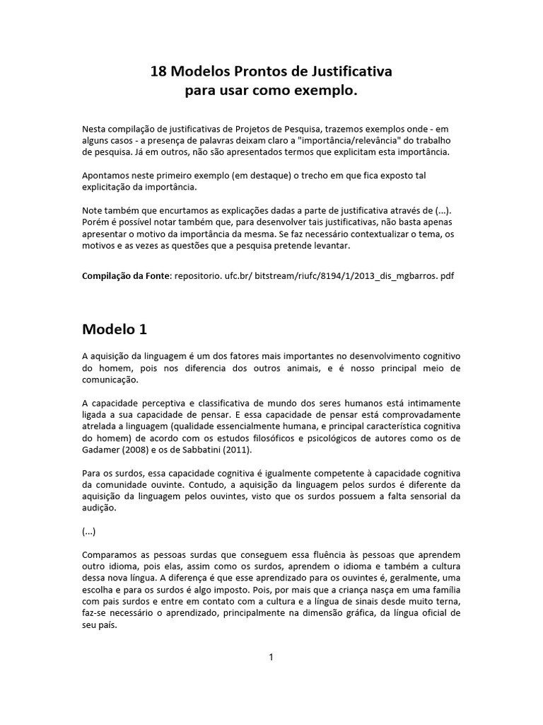 Modelos de Justificativas Prontas | PDF | Aprendizado | Desenvolvimento profissional
