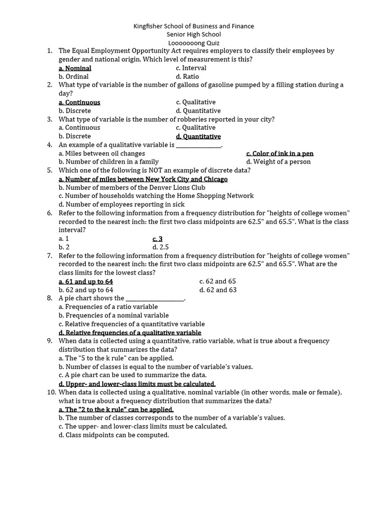 Long Quiz | PDF