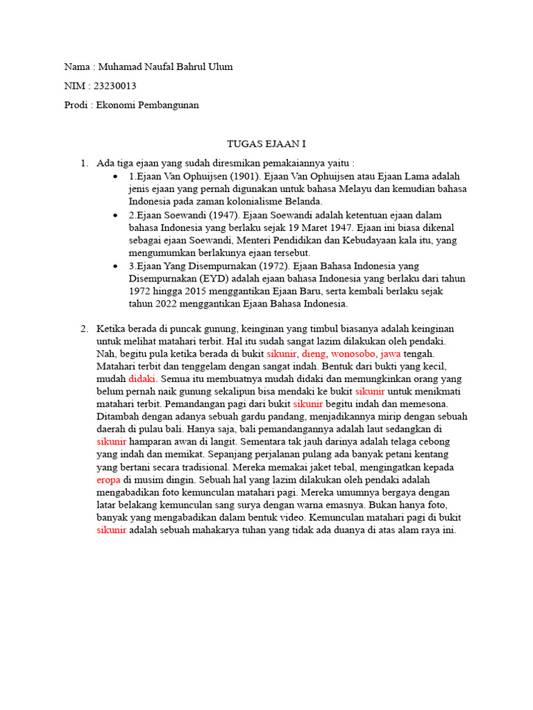 Tugas Ejaan | PDF