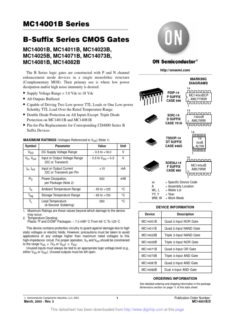 MC14001BCP datasheet | PDF