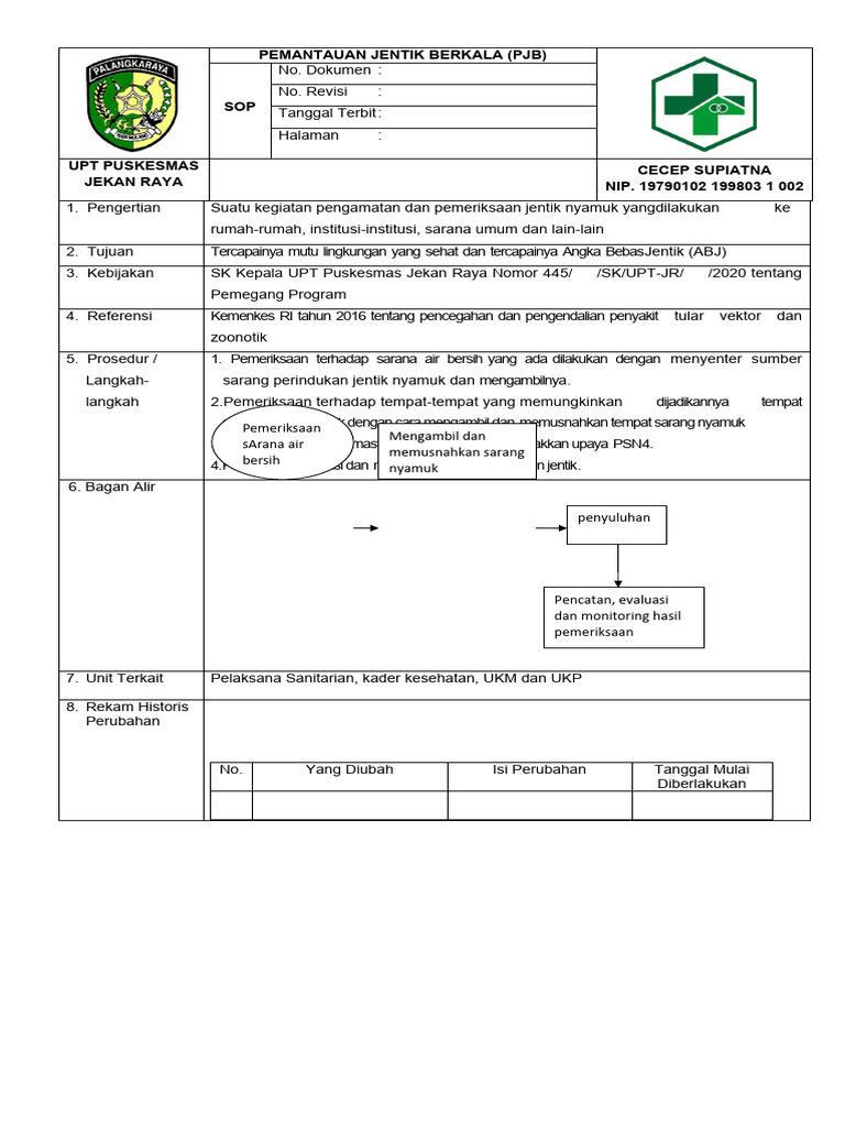 SOP Pemantauan Jentik Berkala (PJB) | PDF