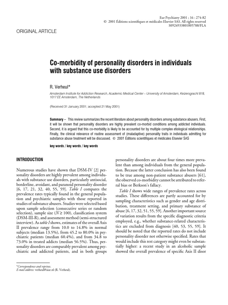 Co Morbidity of Personality Disorders | PDF