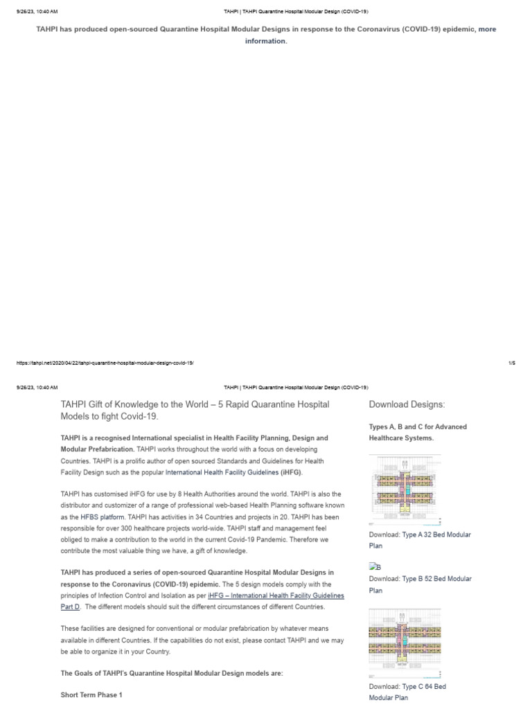 TAHPI - TAHPI Quarantine Hospital Modular Design (COVID-19) Part 2 ...