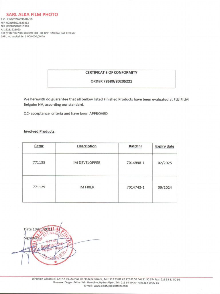 Certificats de Conformité 19-02-2023 | PDF