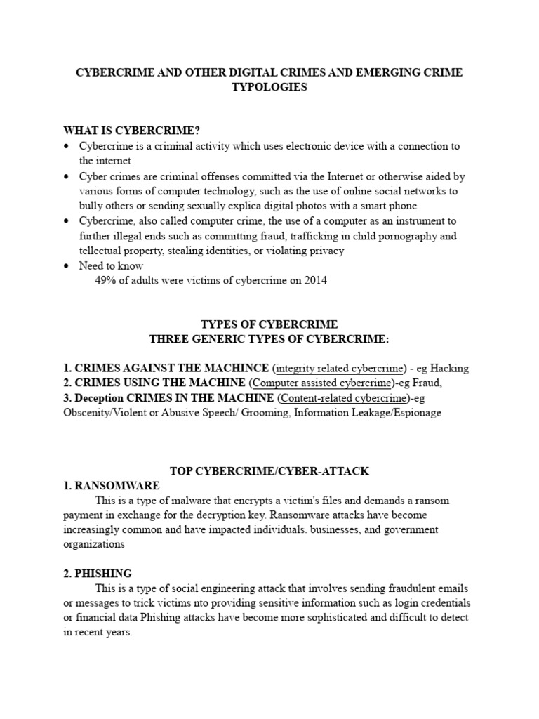 Understanding Cybercrime Types and Impact | PDF
