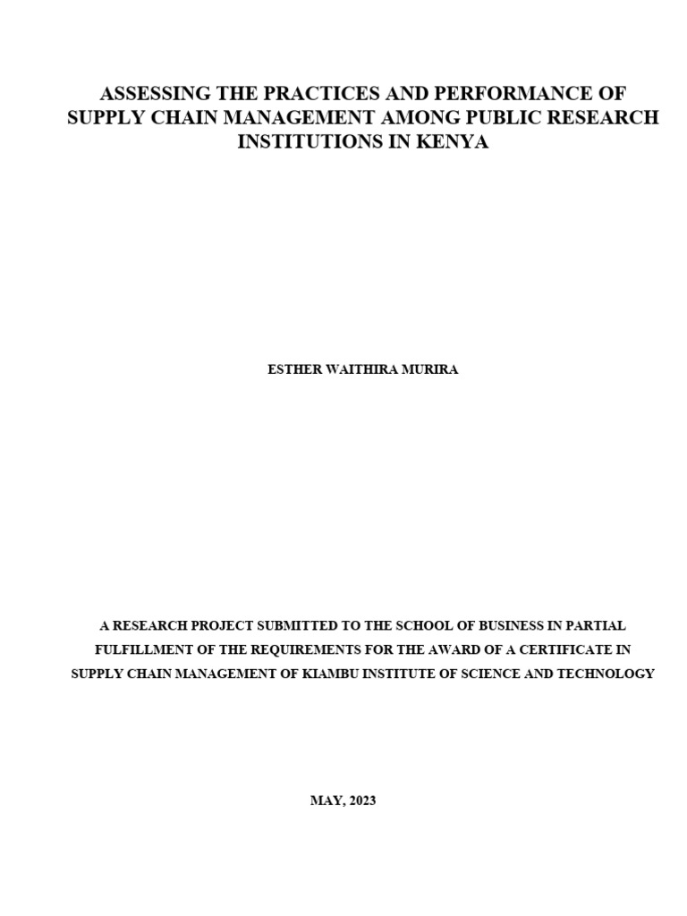 Esther Waithera Murira Project | PDF | Supply Chain Management | Supply Chain