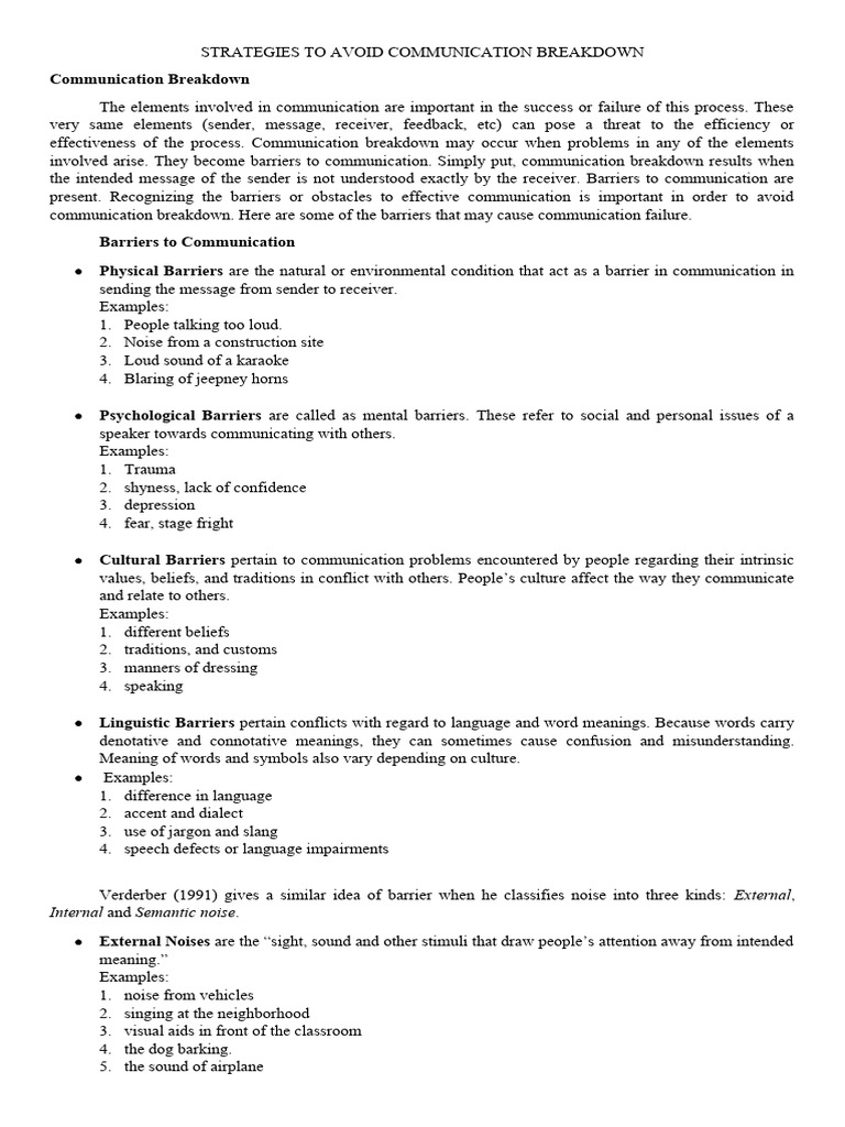 Strategies to Prevent Communication Breakdown | PDF | Communication ...