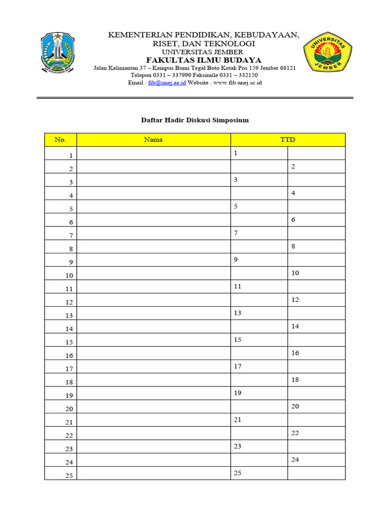 Daftar Hadir Diskusi Simposium | PDF